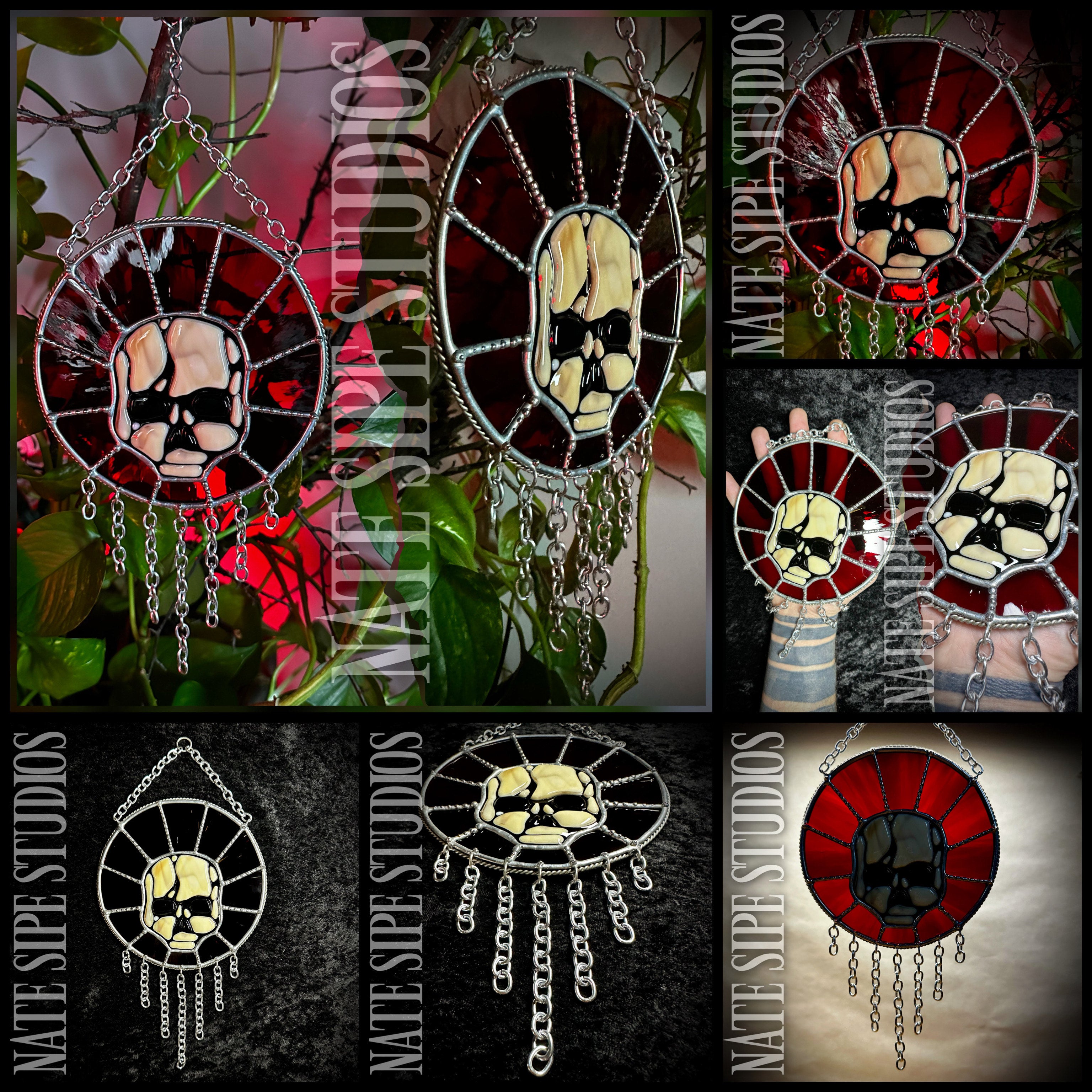 Skull Stained Glass Suncatcher | Nate Sipe Studios