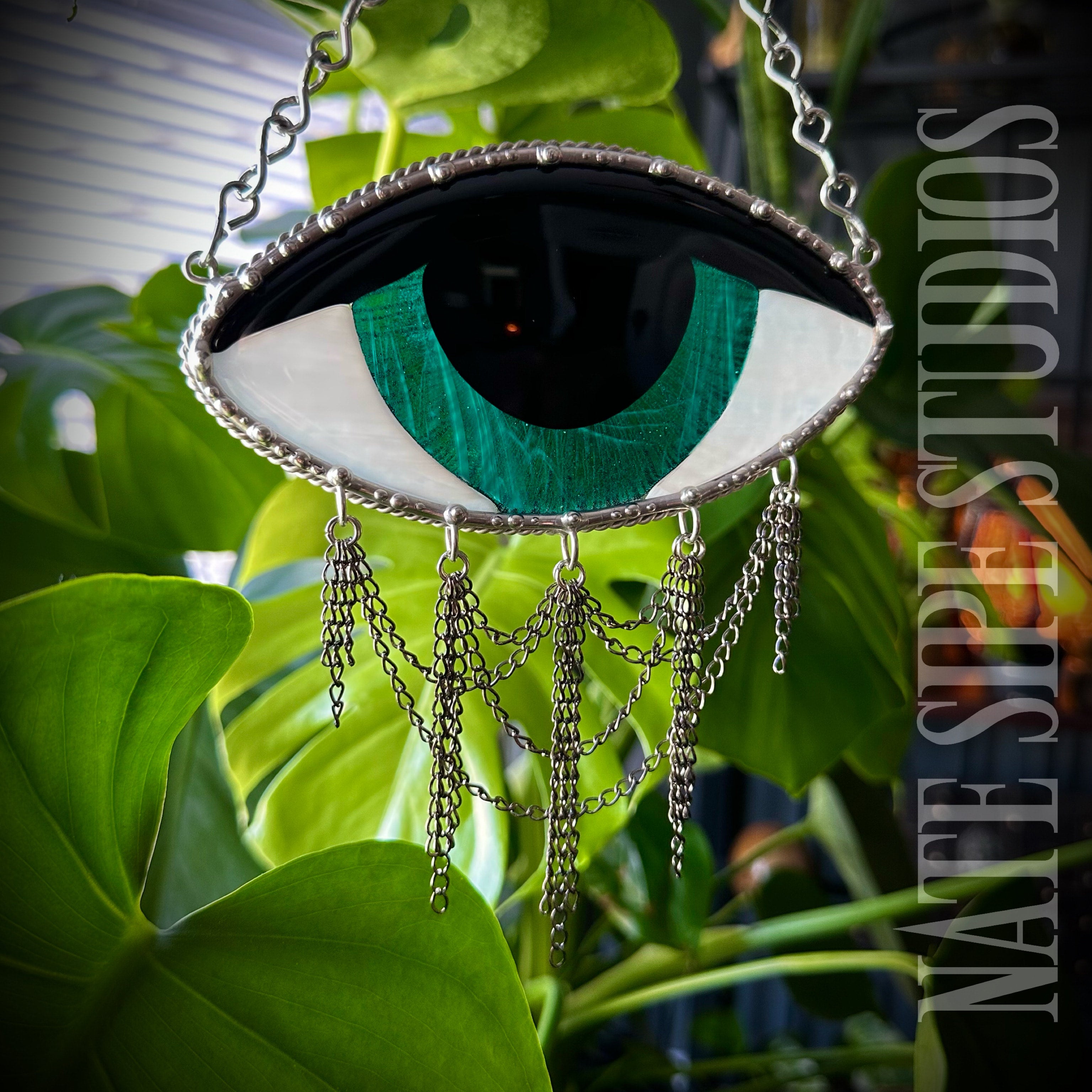 Fused Glass Eye Suncatcher - Aqua | Nate Sipe Studios