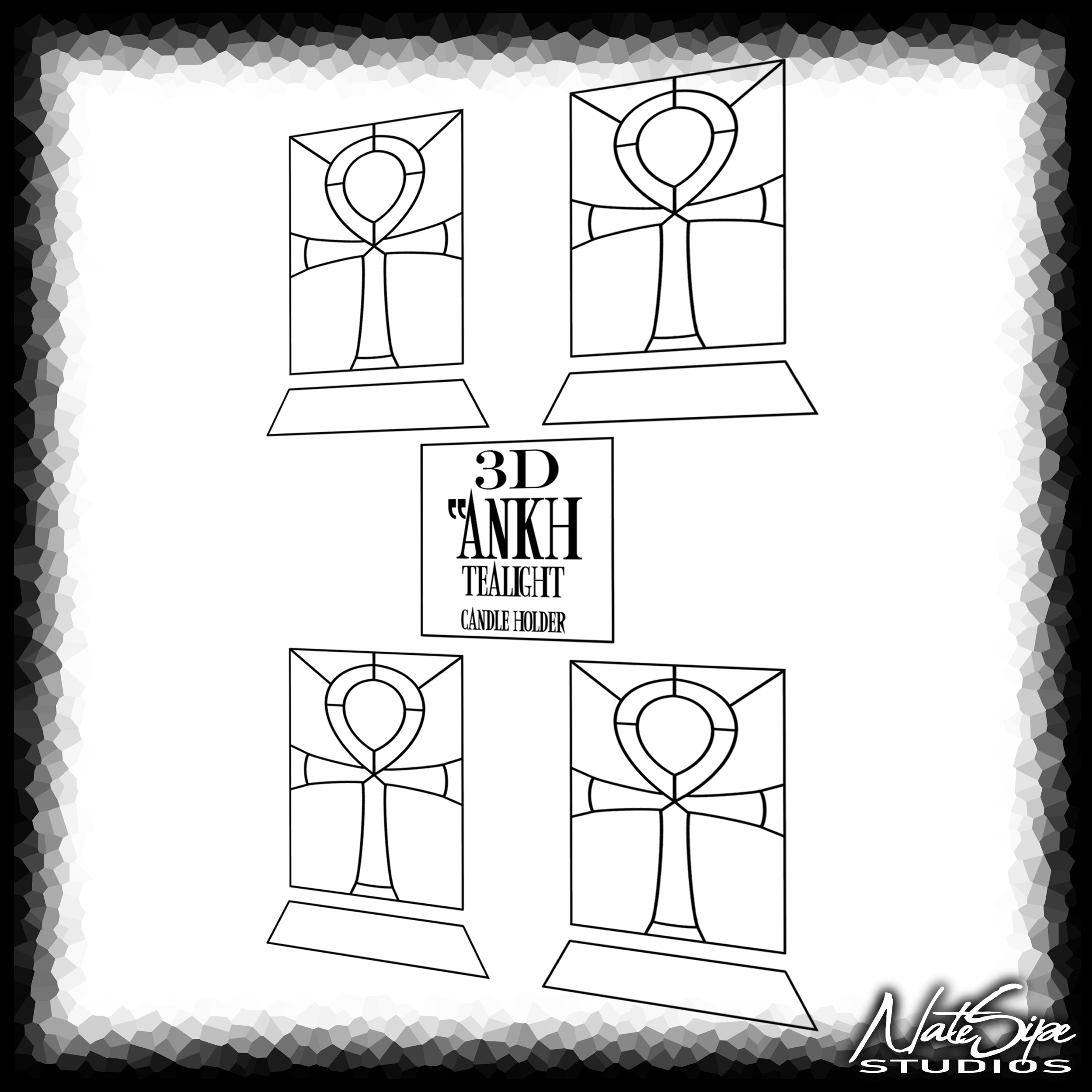 "3D Ankh Tealight Candle Holder" Stained Glass Pattern - Digital PDF Download | Nate Sipe Studios