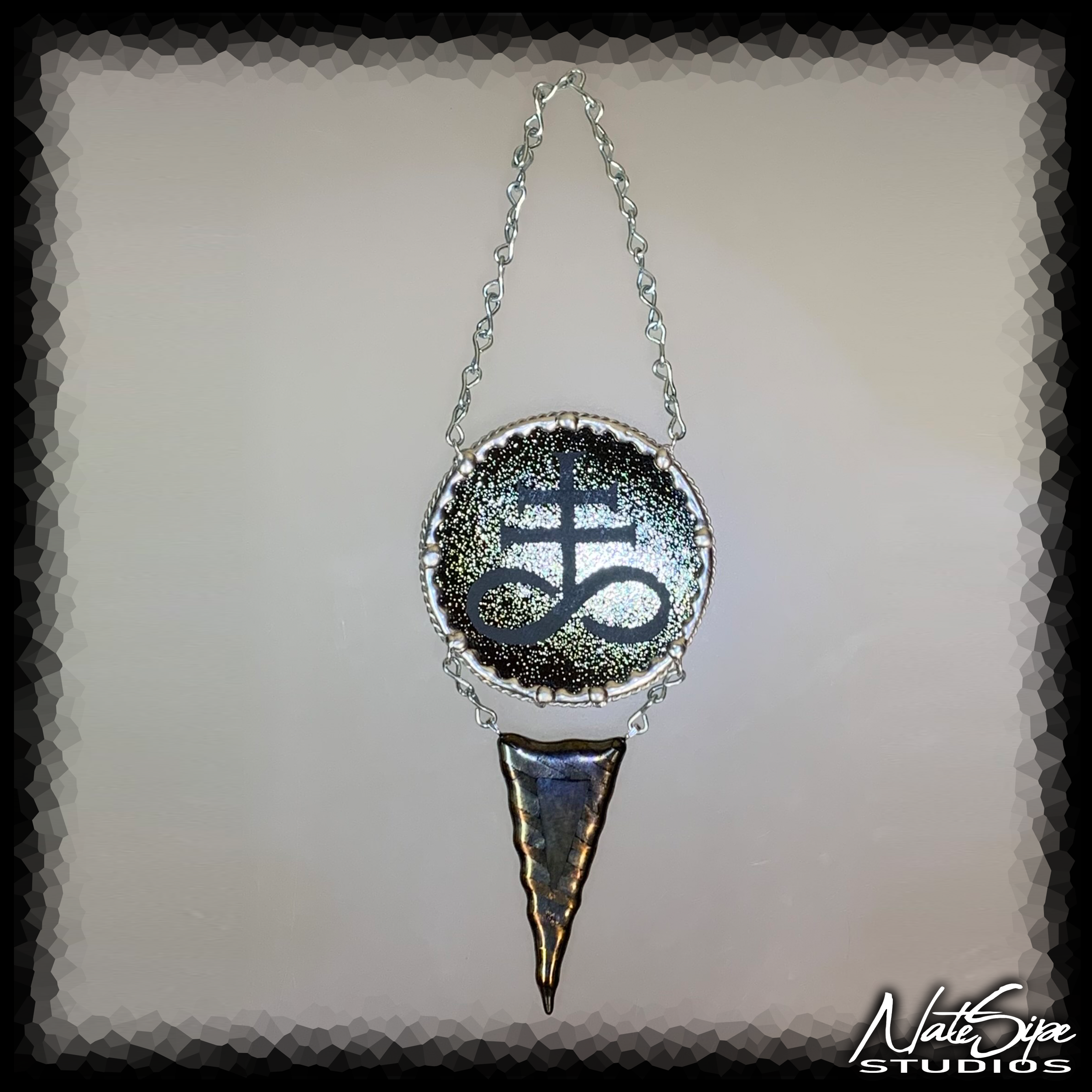 Iridescent Gold Leviathan Symbol Etched Glass Wall Decor | Nate Sipe ...