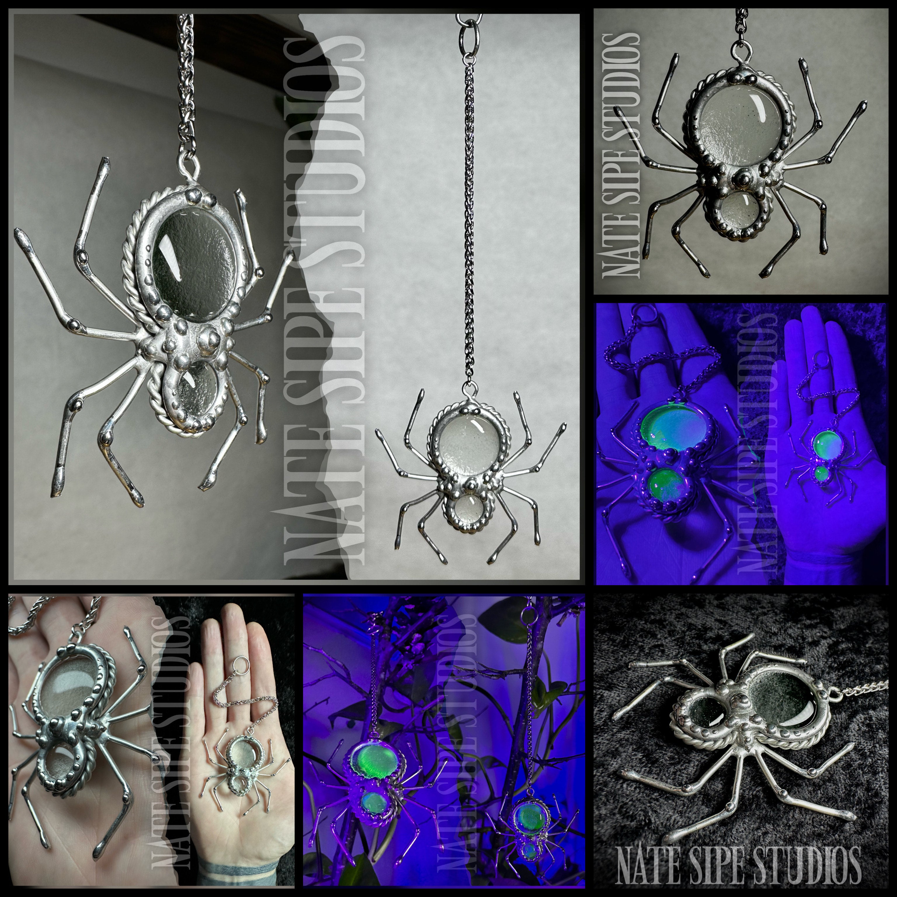 Uranium Glass Spider Uranium Vaseline Glass Figurine Spider Glass UV ...