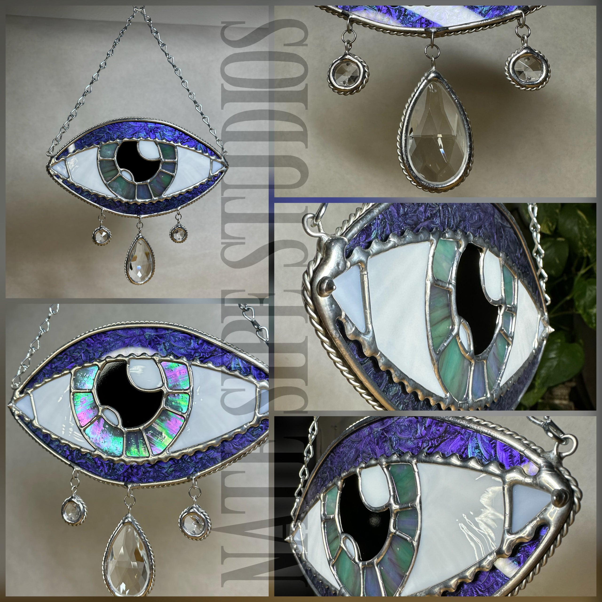 Violet/Teal Phase “Watcher” Eye Stained Glass Wall Art - PREORDER ...