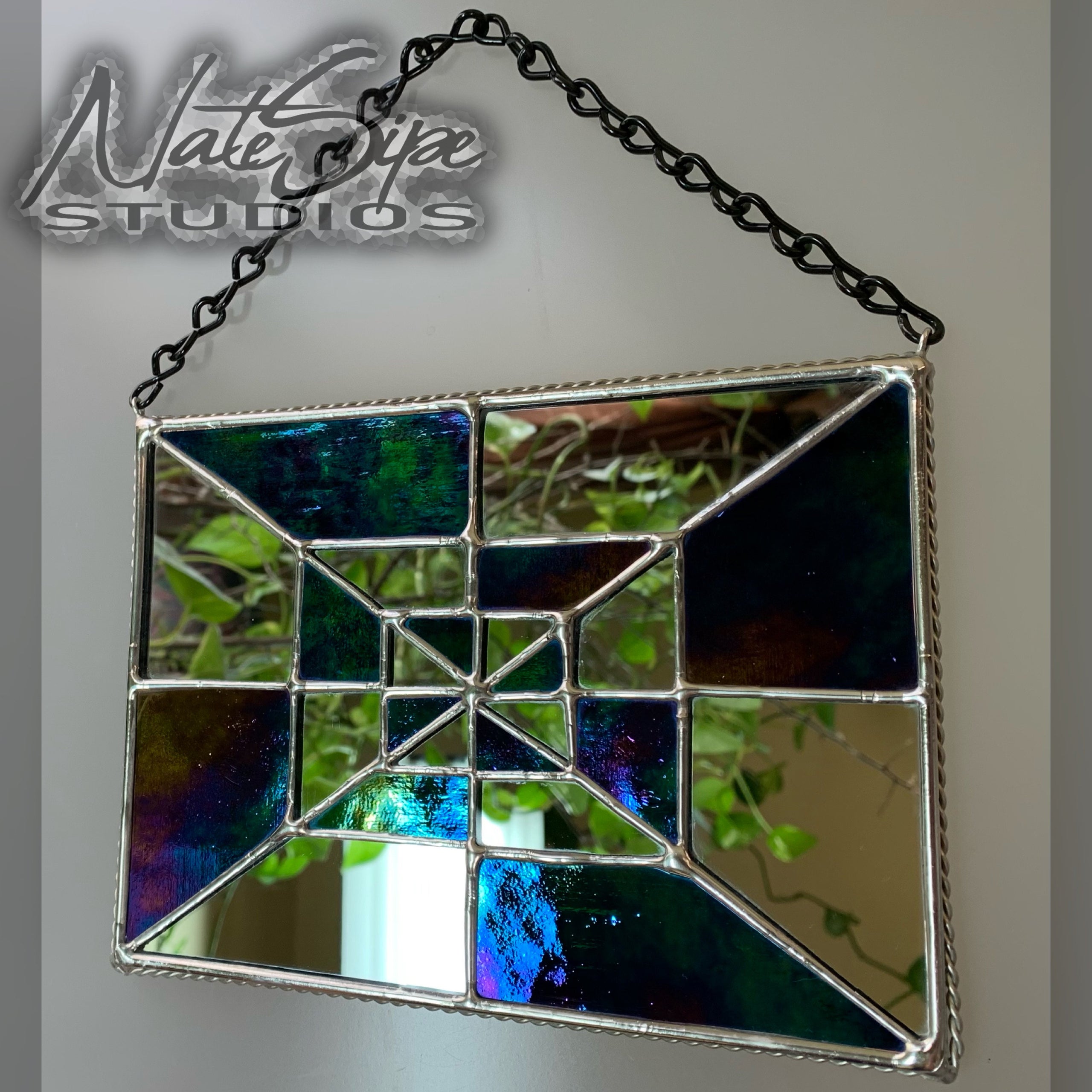 "Vertigo" Mirror/Stained Glass Iridescent Wall Art | Nate Sipe Studios